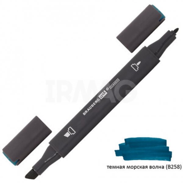 Маркер для скетчинга Brauberg Art Classic двусторонний (1 мм - 6 мм) - B258 Темная морская волна ...